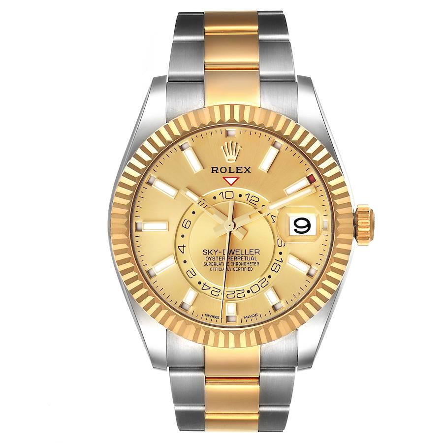 Rolex Sky Dweller Steel Yellow Gold Champagne Dial Mens Watch 326933 ...