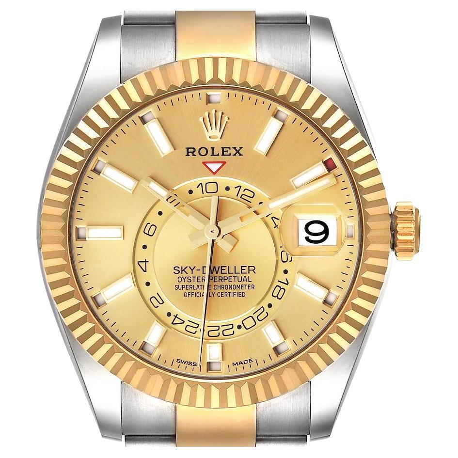 Rolex Sky Dweller Steel Yellow Gold Champagne Dial Mens Watch 326933 ...