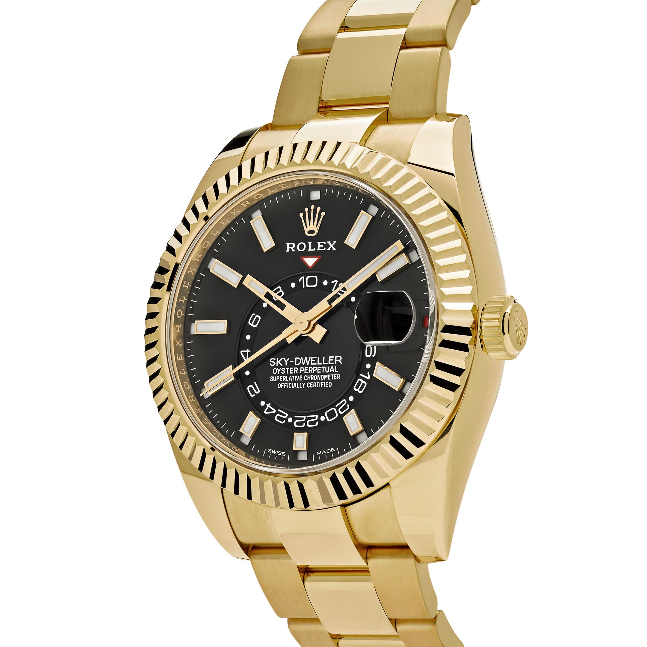 Rolex Sky-Dweller Yellow Gold Black Dial 326938 For Sale at 1stDibs | sky dweller gold black face