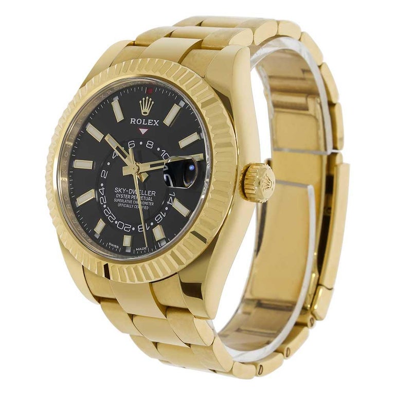 Rolex Sky-Dweller Yellow Gold Black Index Dial Watch 326938 For Sale at 1stDibs