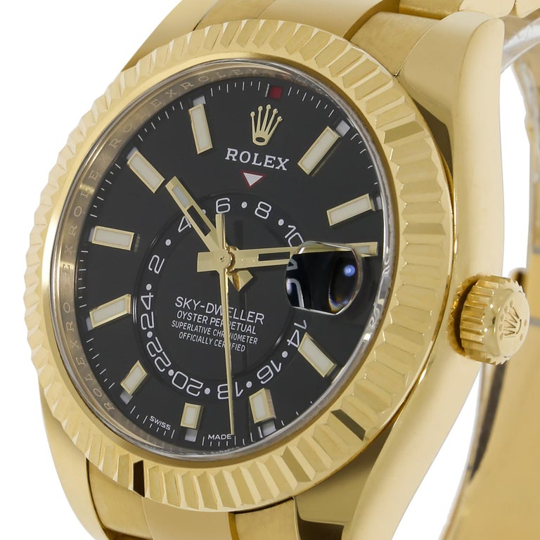 Rolex Sky-Dweller Yellow Gold Black Index Dial Watch 326938 For Sale at ...