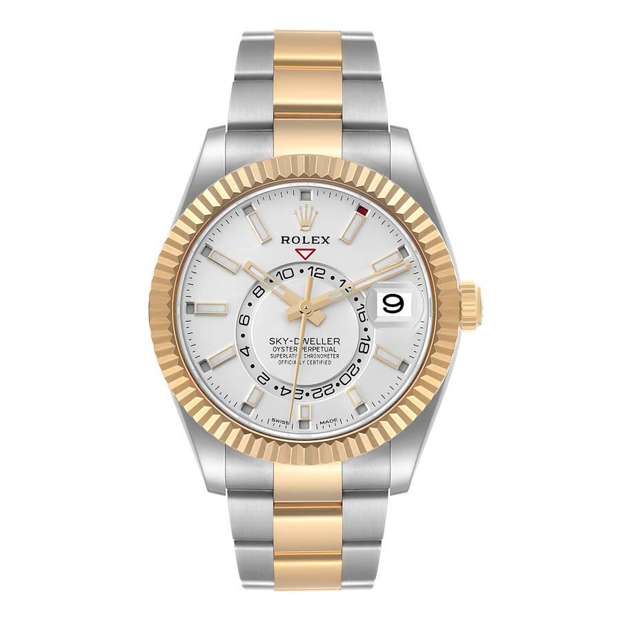 Rolex Sky Dweller Yellow Gold Steel White Dial Mens Watch 326933 Unworn ...