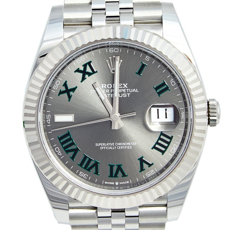 Rolex Slate Grey 18K White Gold Stainless Steel Datejust Wristwatch 41 ...