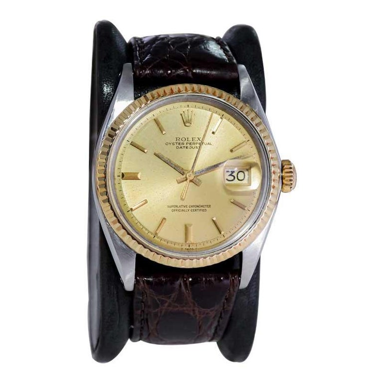 Rolex Stainless Steel and Gold Datejust with Original Factory Gold Dial ...