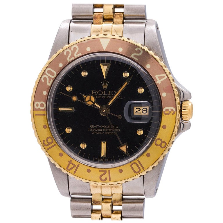 Rolex Stainless Steel Dark Chocolate Dial GMT self winding wristwatch ...