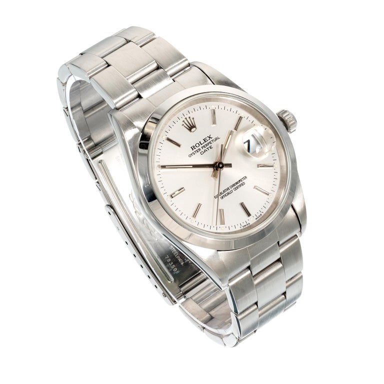 Rolex Stainless Steel Date Just Plain Bezel Mens Wristwatch Ref 15200 ...