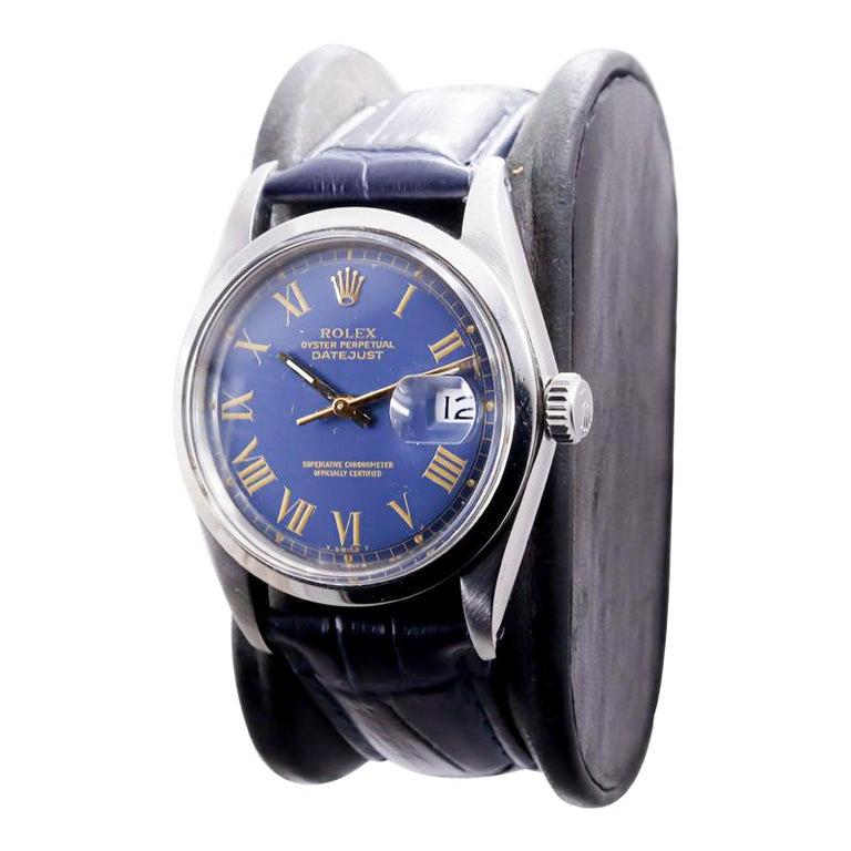 Rolex Stainless Steel Datejust with Rare Original Roman Numeral Blue ...