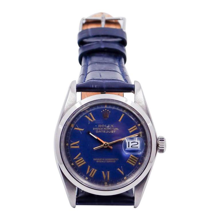 Rolex Stainless Steel Datejust with Rare Original Roman Numeral Blue ...