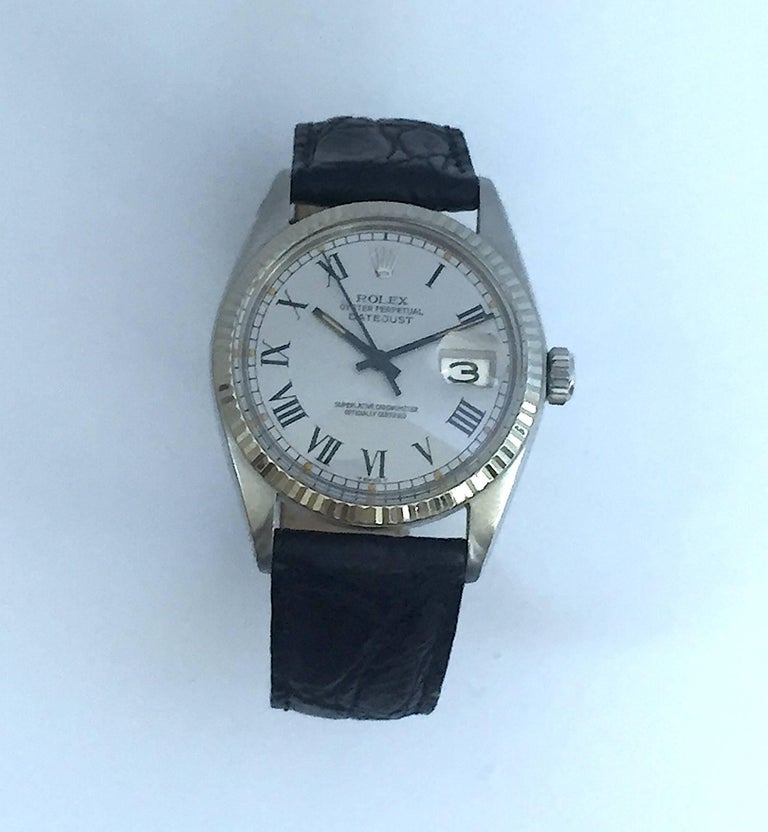 Rolex Stainless Steel Grey Buckley Dial Datejust Automatic Wristwatch ...