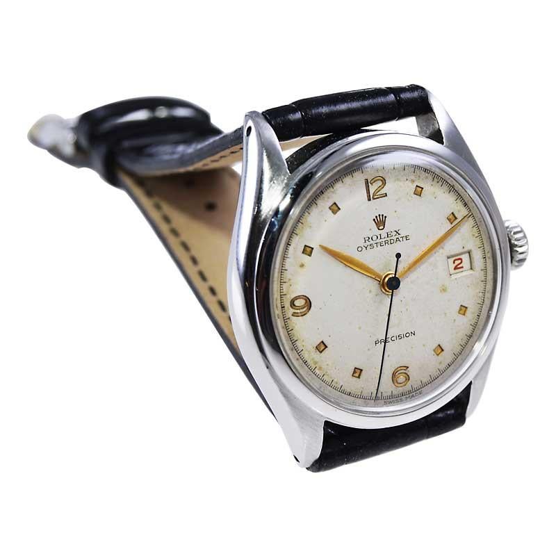 Rolex Stainless Steel Oyster Date with Original Dial from 1956 For Sale ...