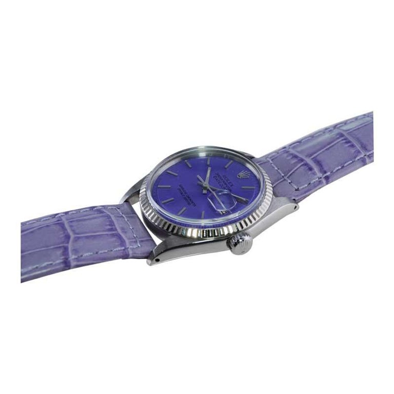 Rolex Stainless Steel Oyster Perpetual Datejust with Custom Purple Dial ...