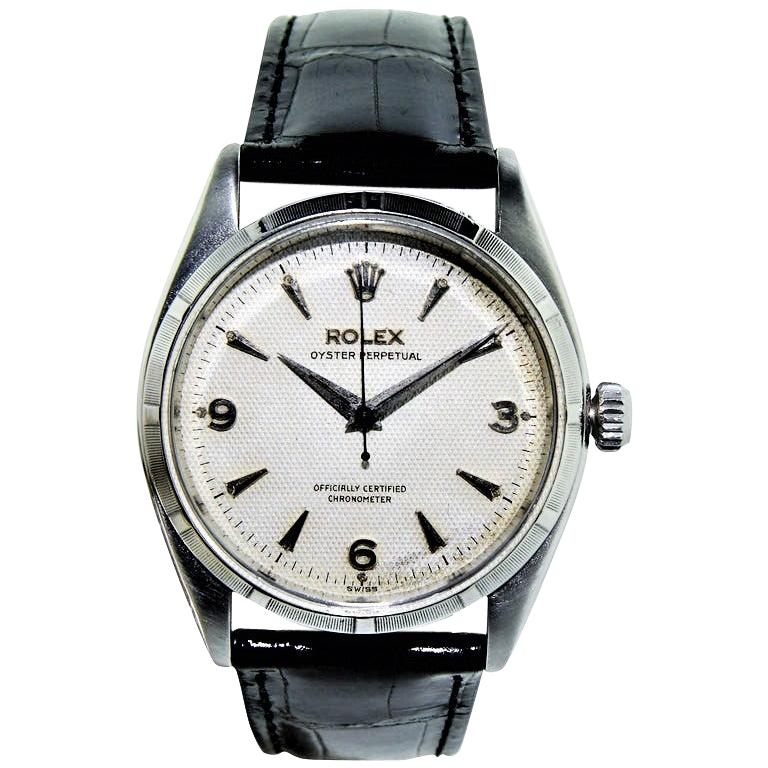 Rolex Stainless Steel Oyster Perpetual Original Waffle Dial Watch, 1955 ...