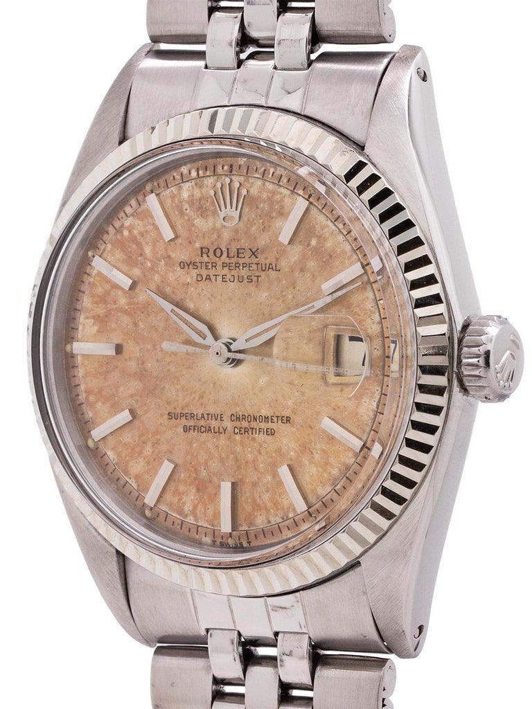 Rolex Stainless Steel Tropical Peach Dial Self-Winding Wristwatch 1601 ...