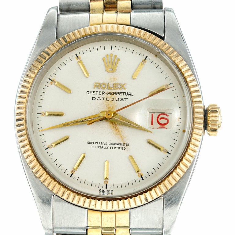 Rolex Stainless Steel Yellow Gold Datejust Wristwatch Ref 6605 For Sale ...