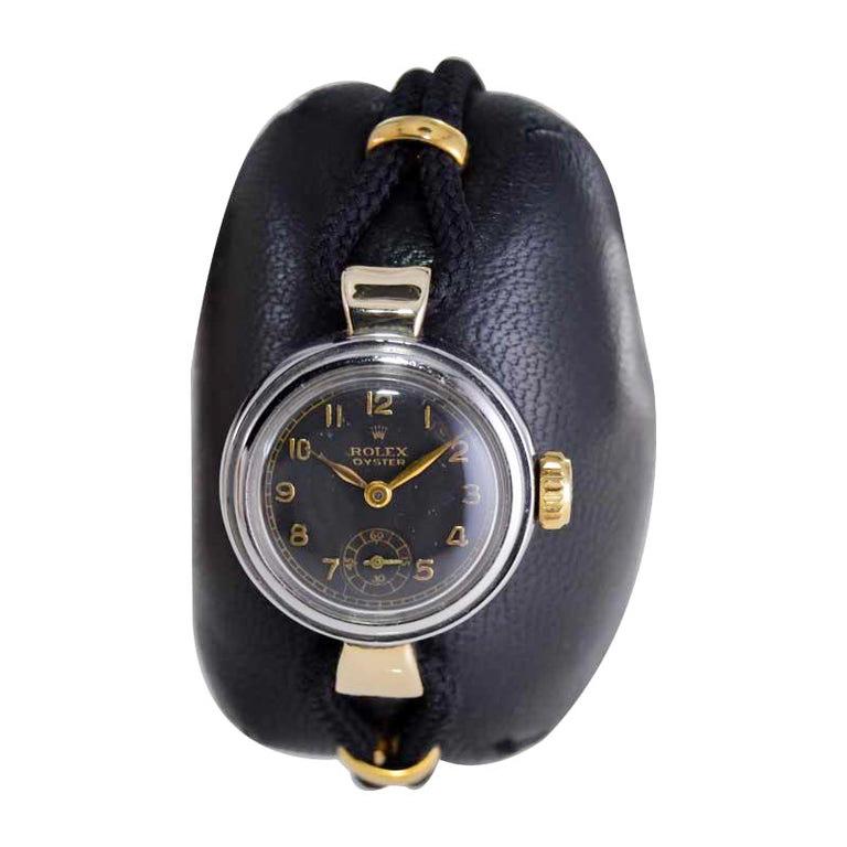 Rolex Steel and 14Kt. Gold Ladies Art Deco Cord Watch from 1945 / 46 ...