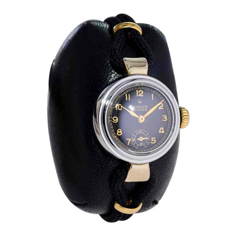 Rolex Steel and 14Kt. Gold Ladies Art Deco Cord Watch from 1945 / 46 ...