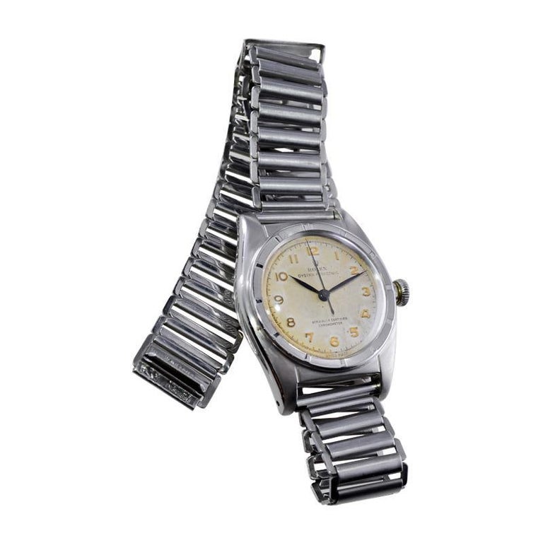 Rolex Steel Classic "Bubble Back" with Original Dial and Ladder ...