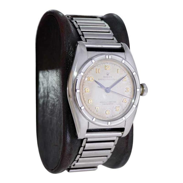 Rolex Steel Classic "Bubble Back" with Original Dial and Ladder ...