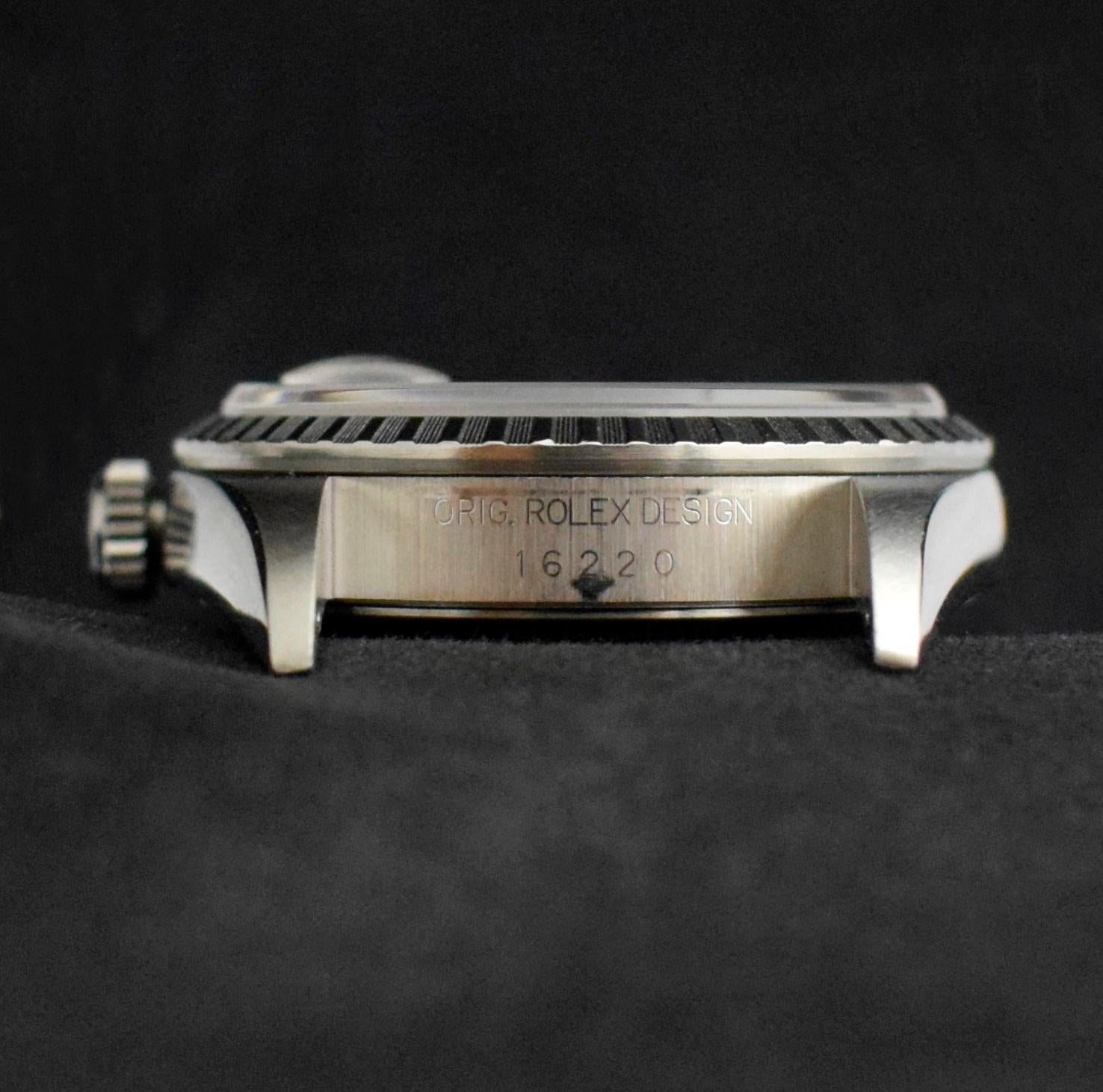 Rolex Steel Datejust Black Dial 16220 Watch w/ Paper, 1997 For Sale at ...