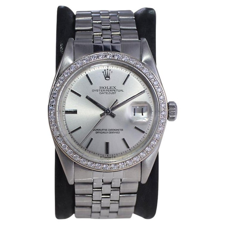 Rolex Steel Datejust with Custom Diamond Bezel and Original Dial from ...