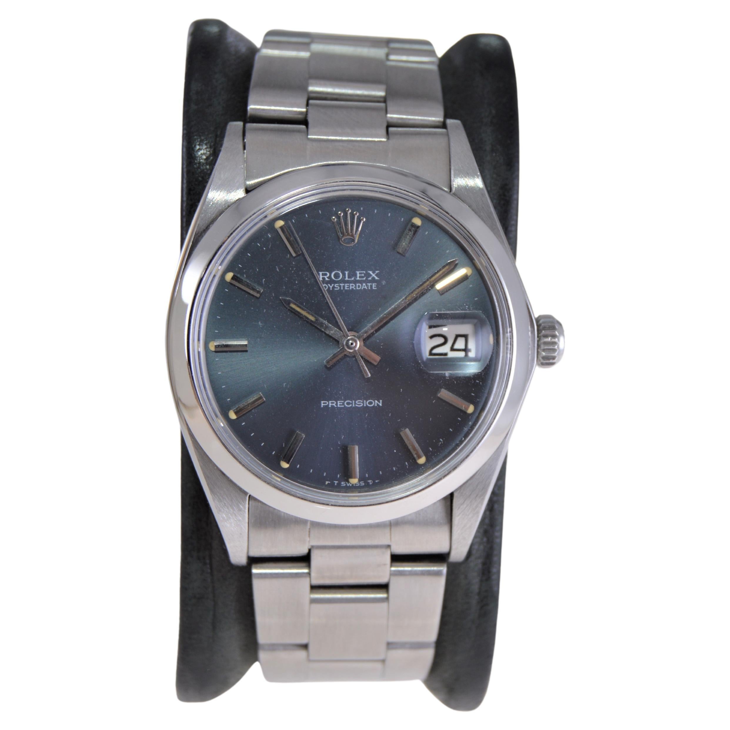 Rolex Steel Oyster Date with Factory Original Charcoal Sunburst Dial ...