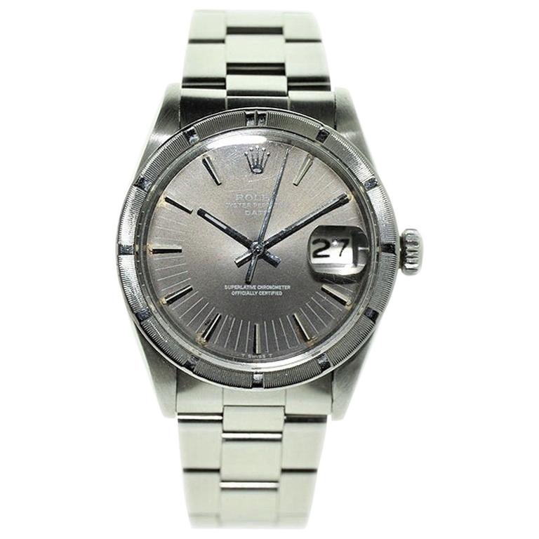 Rolex Steel Oyster Perpetual Date Index Bezel with Rare Dial, circa ...