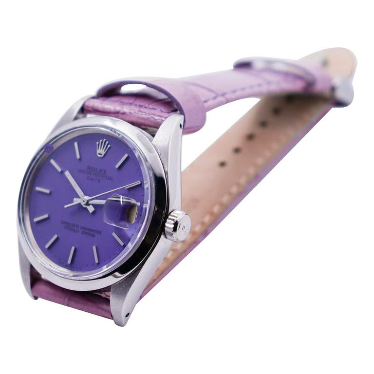 Rolex Steel Oyster Perpetual Date with Custom Purple Dial, 1970's For ...