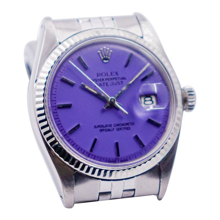 Rolex Steel Oyster Perpetual Datejust with Custom Purple Dial, 1960's ...