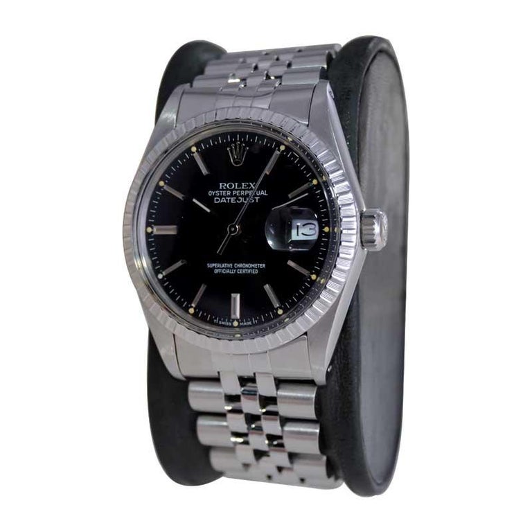 Rolex Steel Oyster Perpetual Datejust with Rare Original Black Dial ...