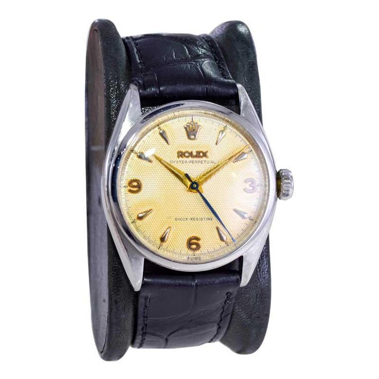 Rolex Steel Oyster Perpetual with Original Patinated Waffle Dial from ...