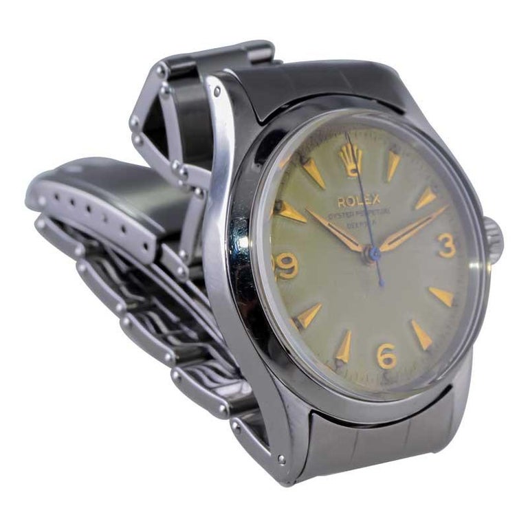 Rolex Steel Oyster Perpetual with Rare Factory Original "Deep Sea" Dial ...