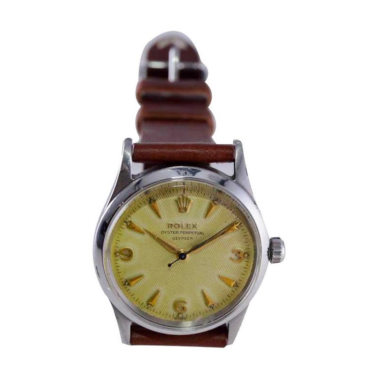 Rolex Steel Oyster Perpetual with Rare Factory Original "Deep Sea" Dial ...