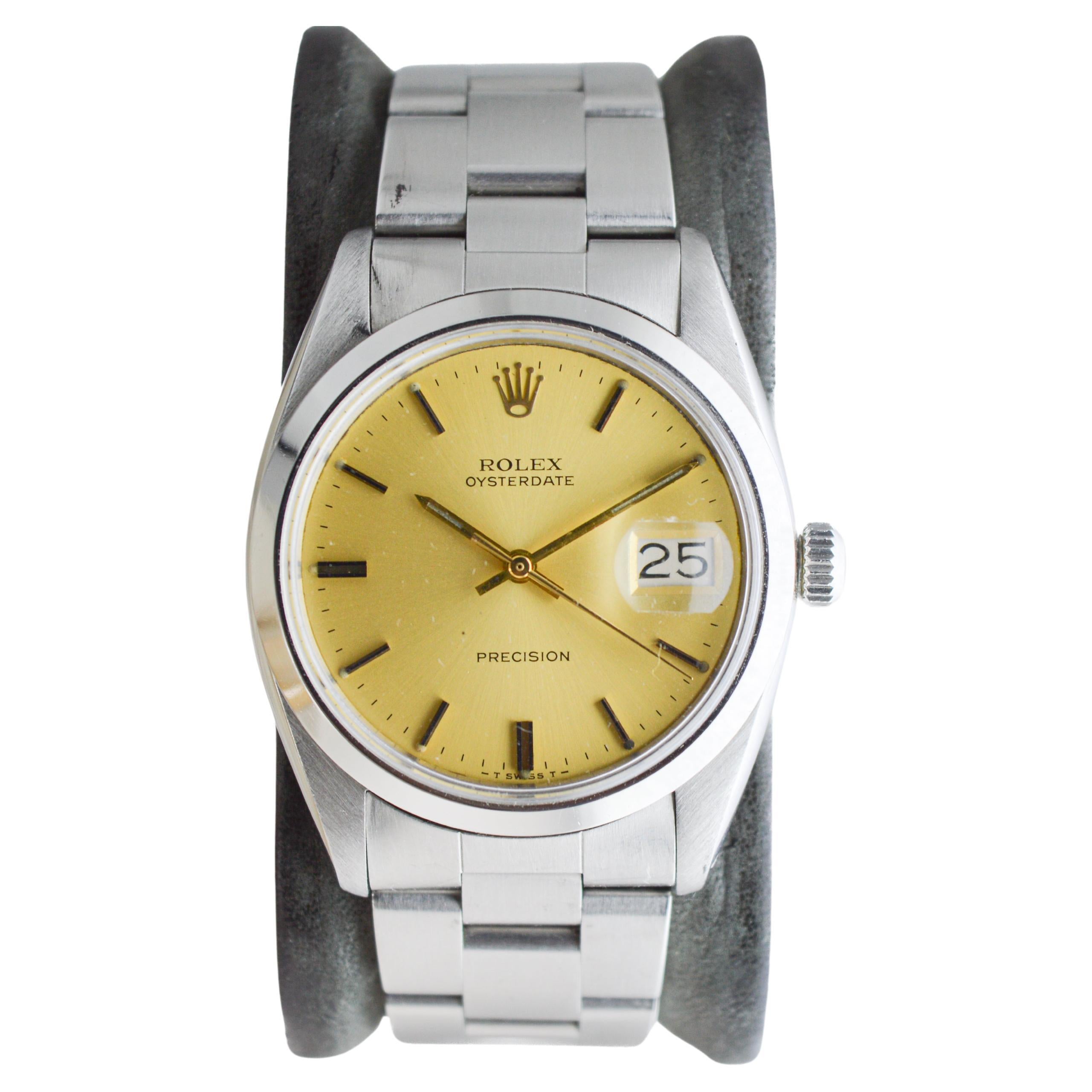 Rolex Stainless Steel Oysterdate with Factory Original Black Dial circa ...