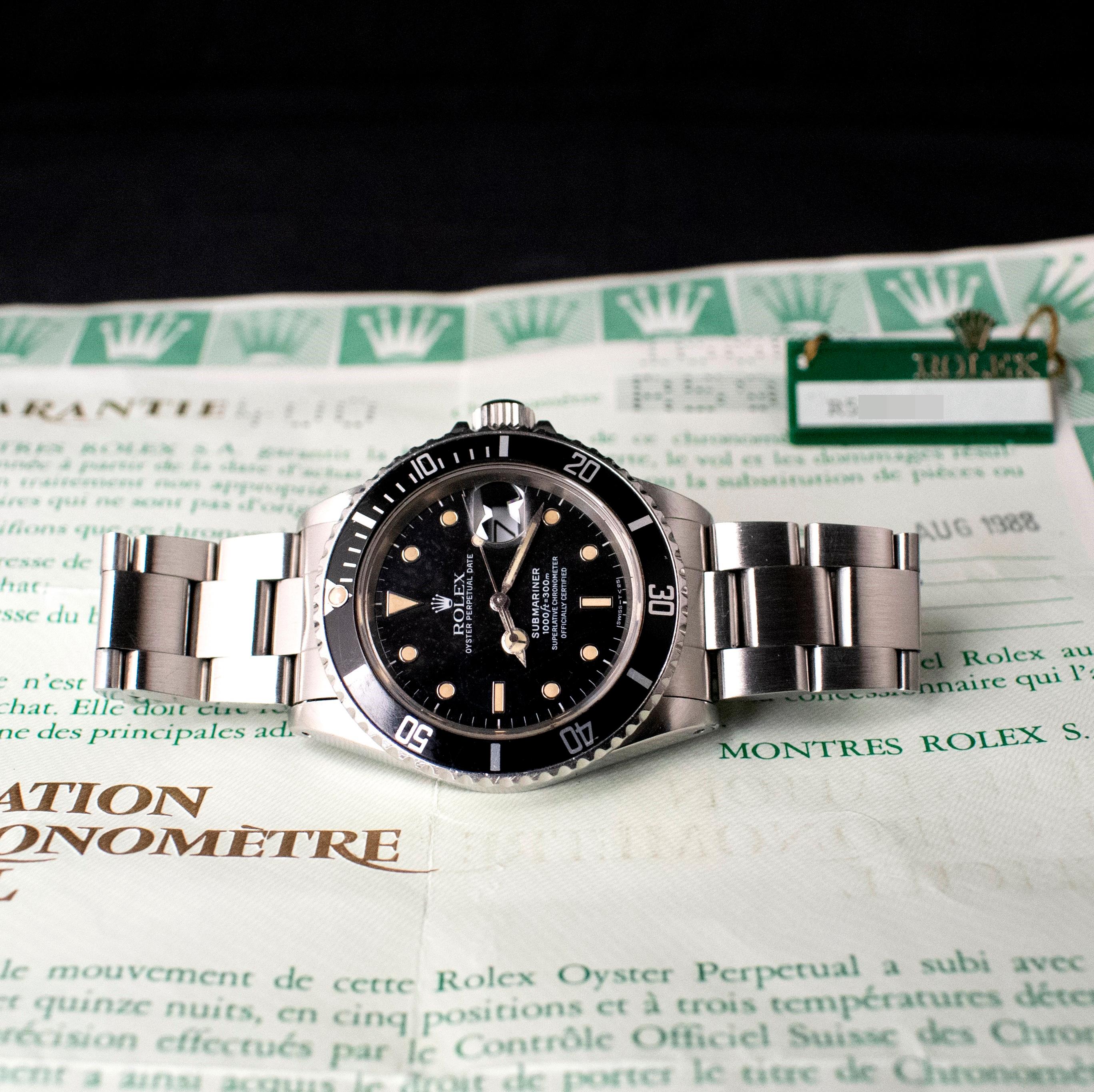 Rolex Steel Submariner Glossy Dial Creamy 16800 Automatic Watch W/Paper ...