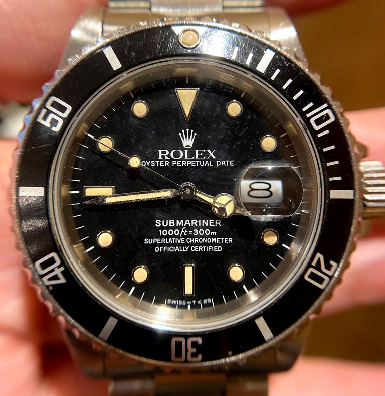 Rolex Steel Submariner Glossy Dial Creamy 16800 Automatic Watch W/Paper ...