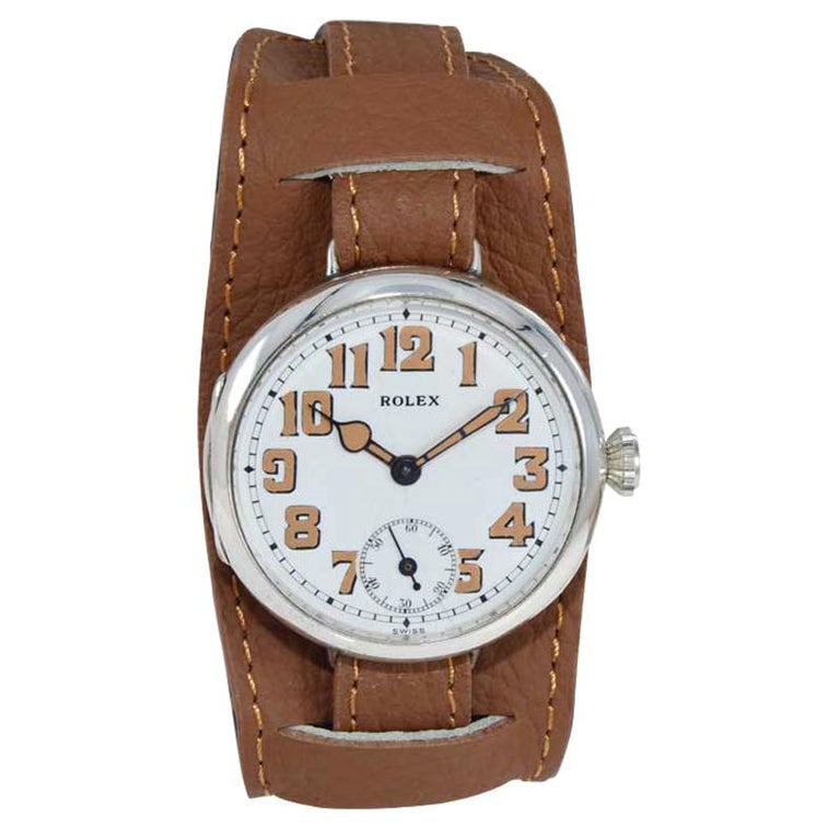Rolex Sterling Silver Military Campaign Style Watch circa 1915 with ...