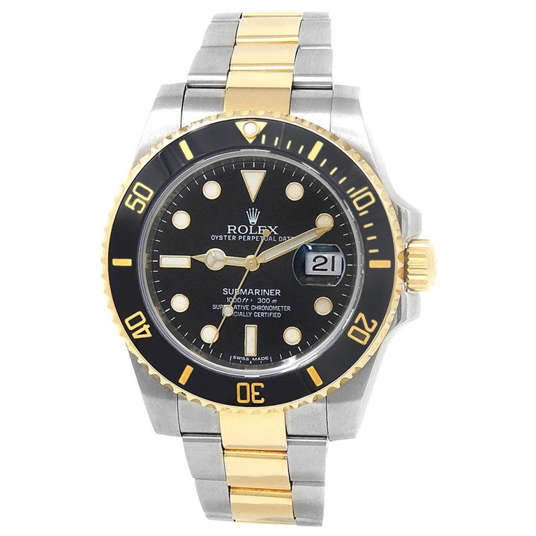 Rolex Submariner 116613, Black Dial, Certified and Warranty at 1stDibs