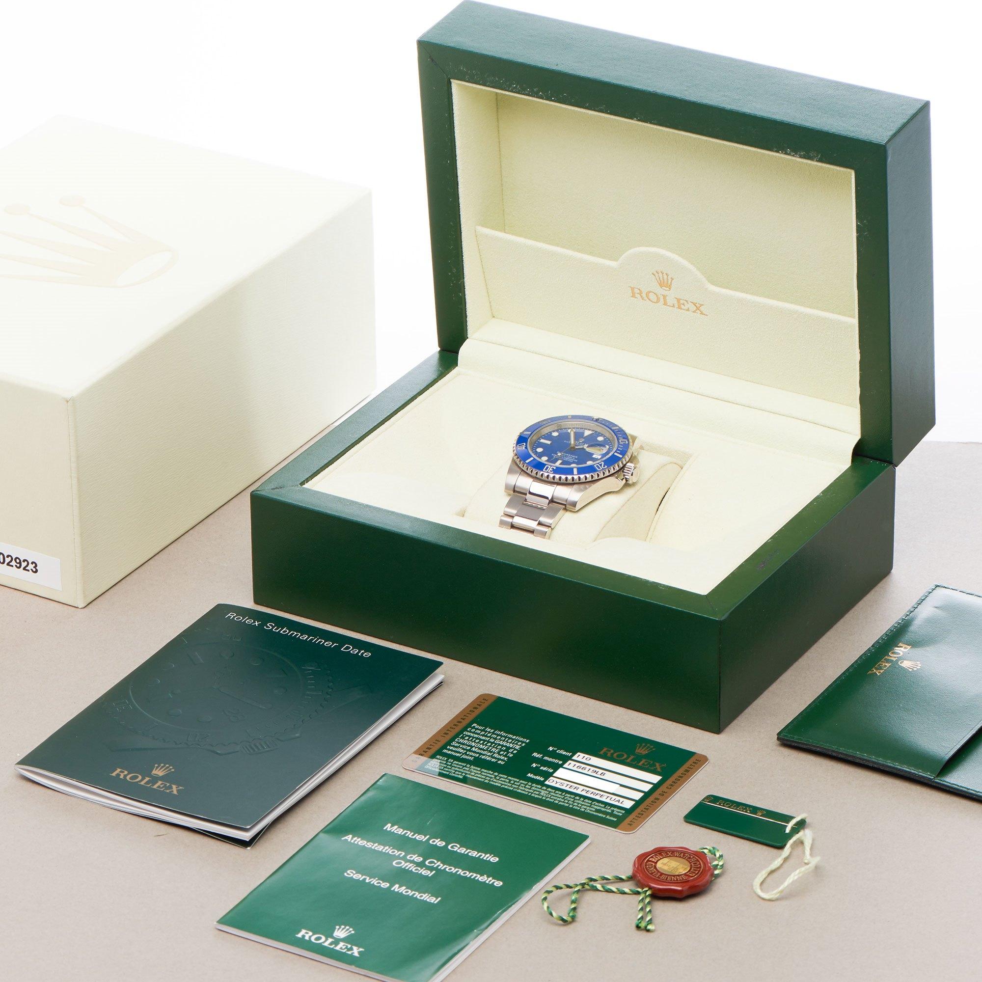 Rolex Submariner 116619LB Men White Gold Smurf Watch at 1stDibs | smurf ...