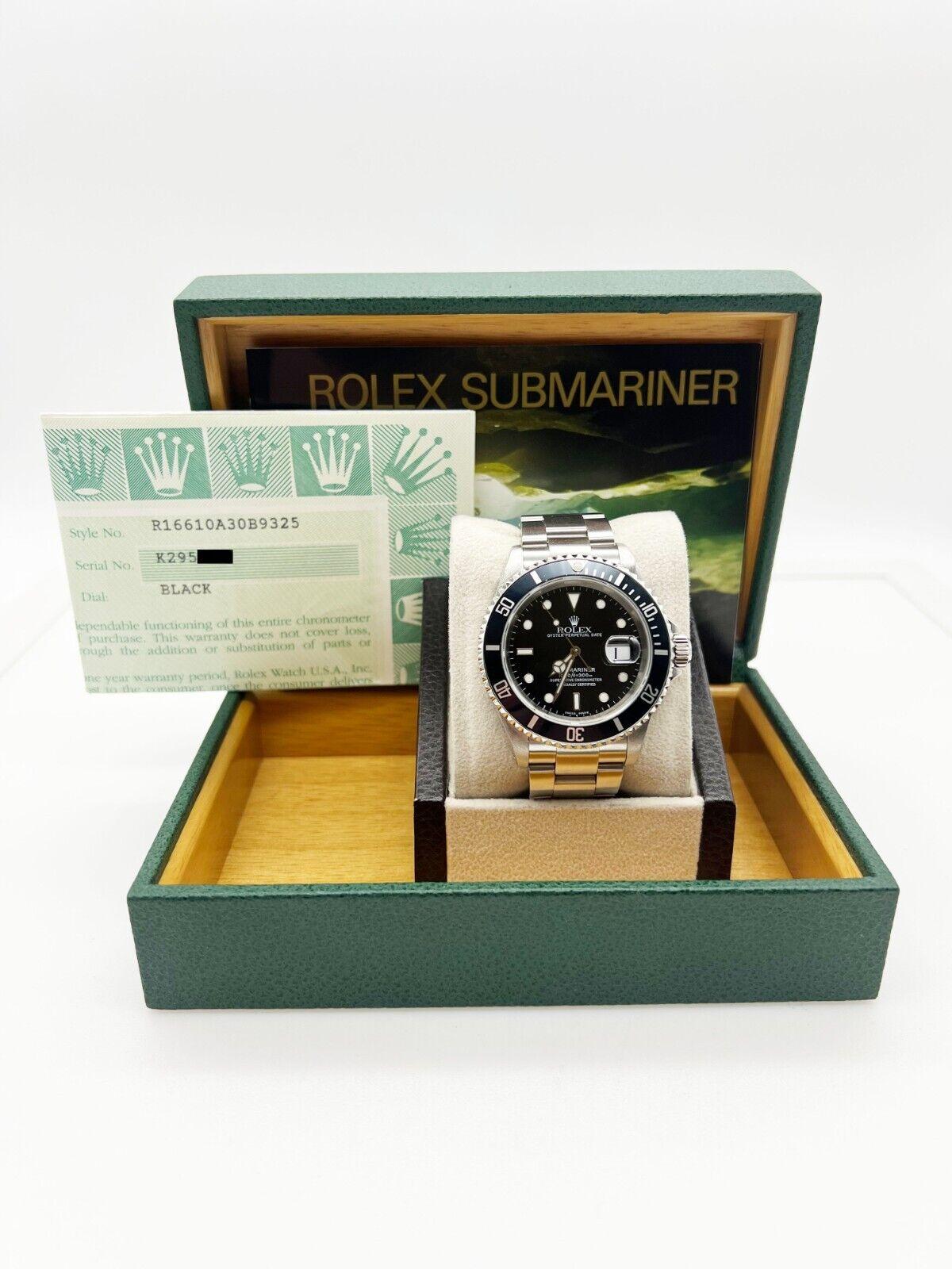 Rolex Submariner 16610 Black Stainless Steel Box Paper, 2002 For Sale ...