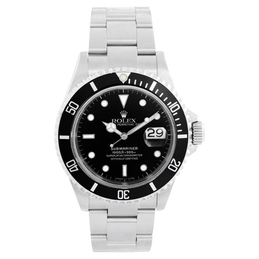 Rolex Submariner Date Stainless Steel Black Index Dial Men's Watch ...