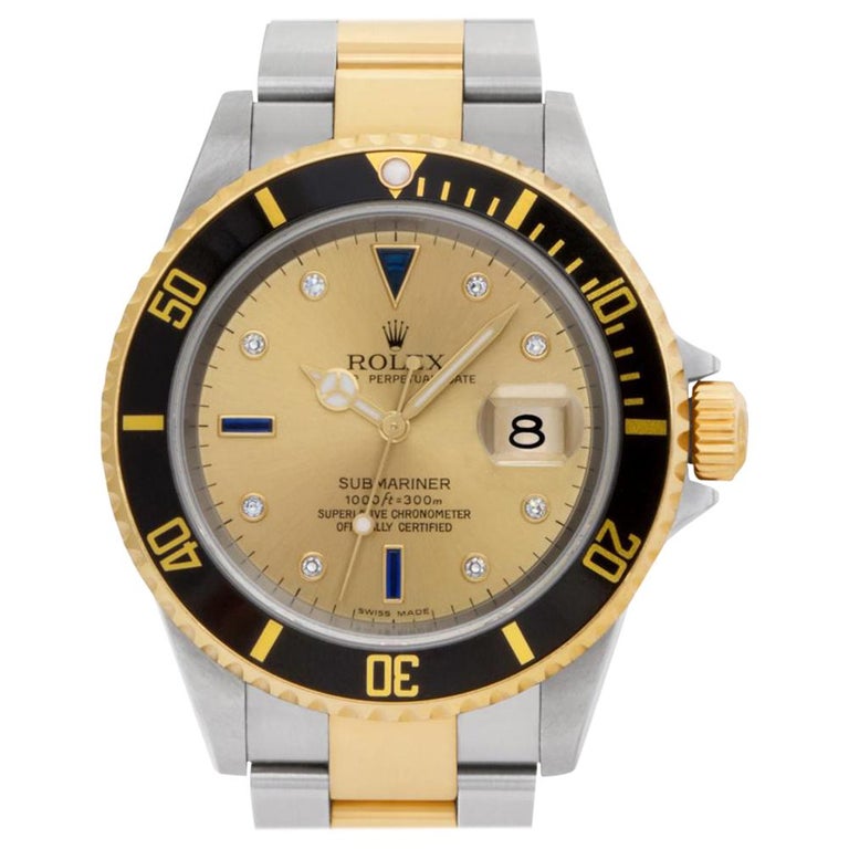 Rolex Submariner 16613, Gold Dial, Certified and Warranty For Sale at ...