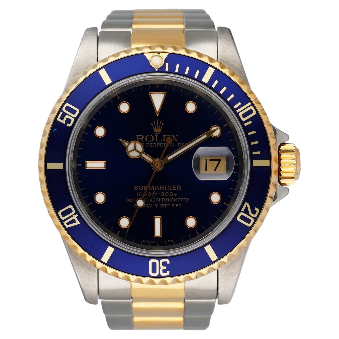 Rolex 16613 Two-Tone Submariner Blue Dial Men's Watch at 1stDibs ...