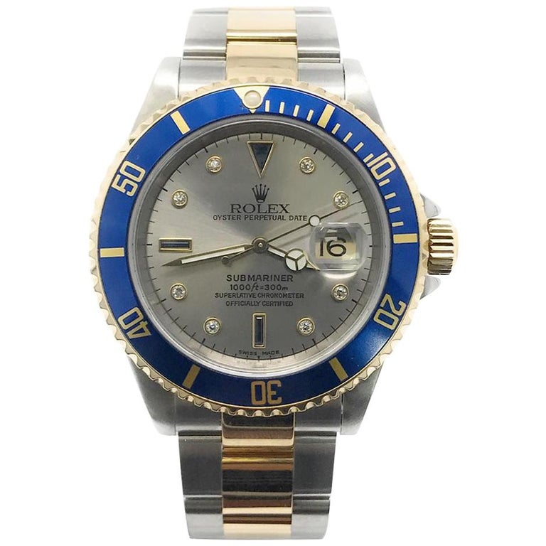 Rolex Submariner 16613 With 7.7 in. Band and Silver Dial at 1stDibs ...