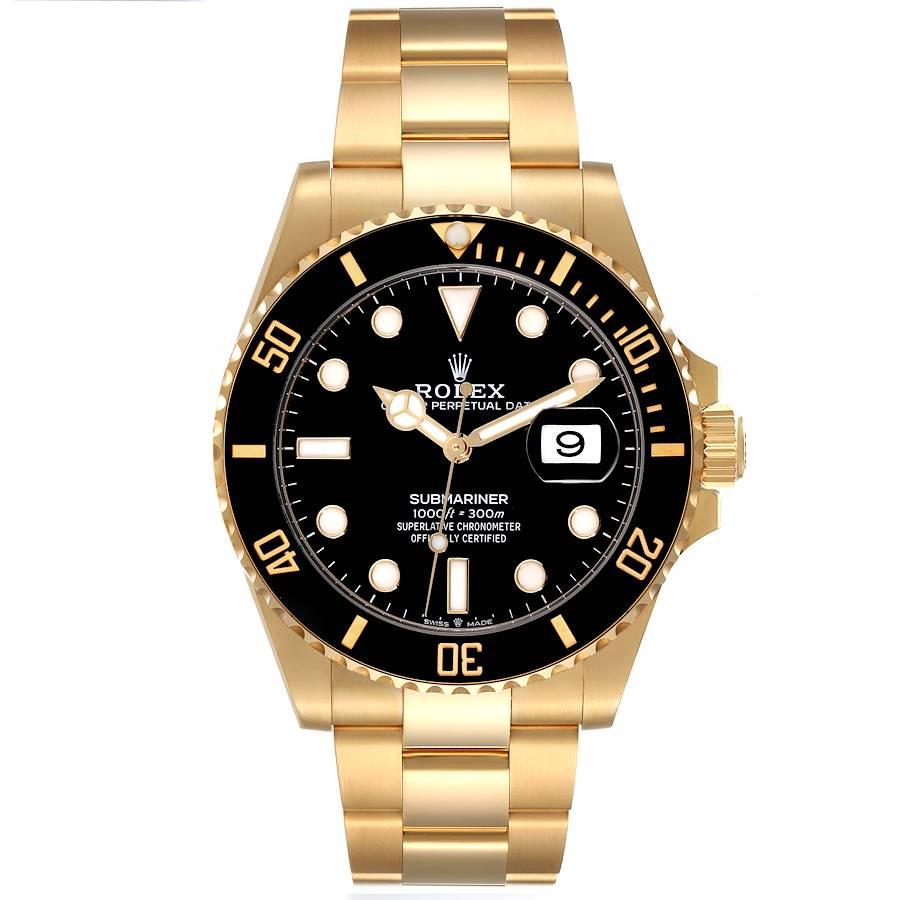 Rolex Submariner 18k Yellow Gold Black Dial Bezel Mens Watch 126618 Box ...