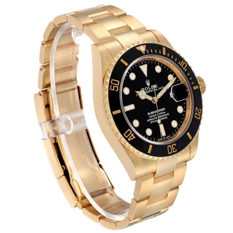 Rolex Submariner 18k Yellow Gold Black Dial Bezel Mens Watch 126618 Box ...