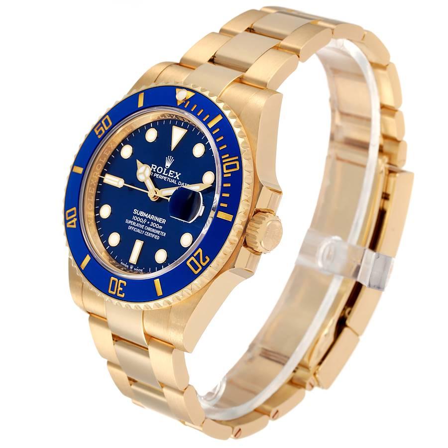 Rolex Submariner 18k Yellow Gold Blue Dial Bezel Mens Watch 126618 Box ...