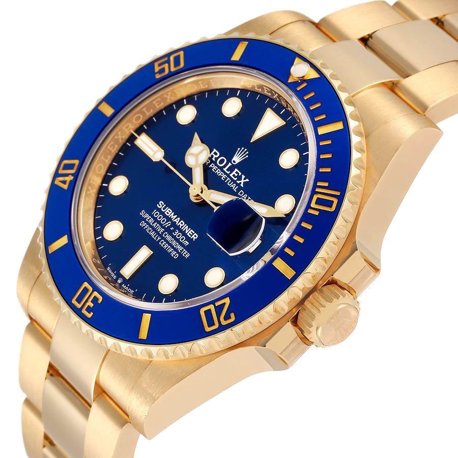 Rolex Submariner 18k Yellow Gold Blue Dial Bezel Mens Watch 126618 Box ...
