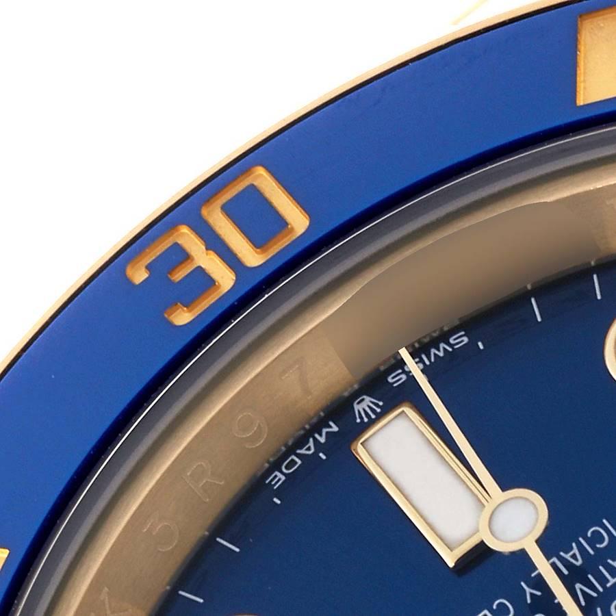 Rolex Submariner 18k Yellow Gold Blue Dial Bezel Mens Watch 126618 Box ...