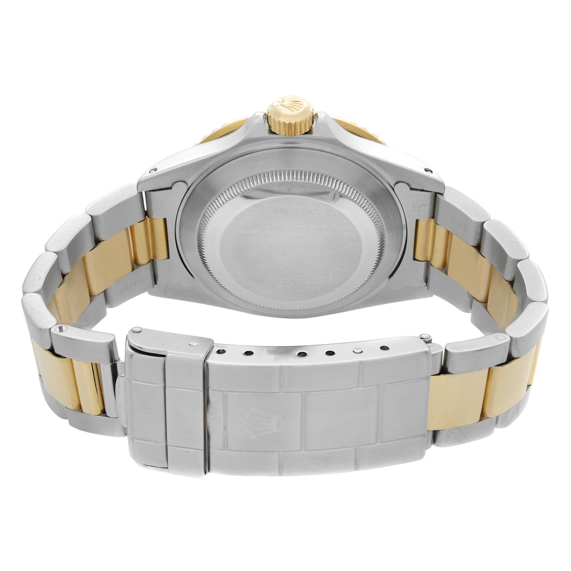 Rolex Submariner 18k Gold Steel Blue Dial Automatic Mens Watch 16613 ...