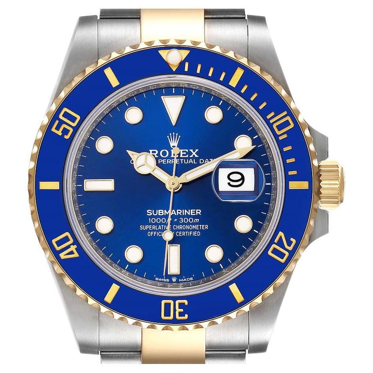 Rolex Montre Submariner 41 en acier, or jaune et cadran bleu, pour ...